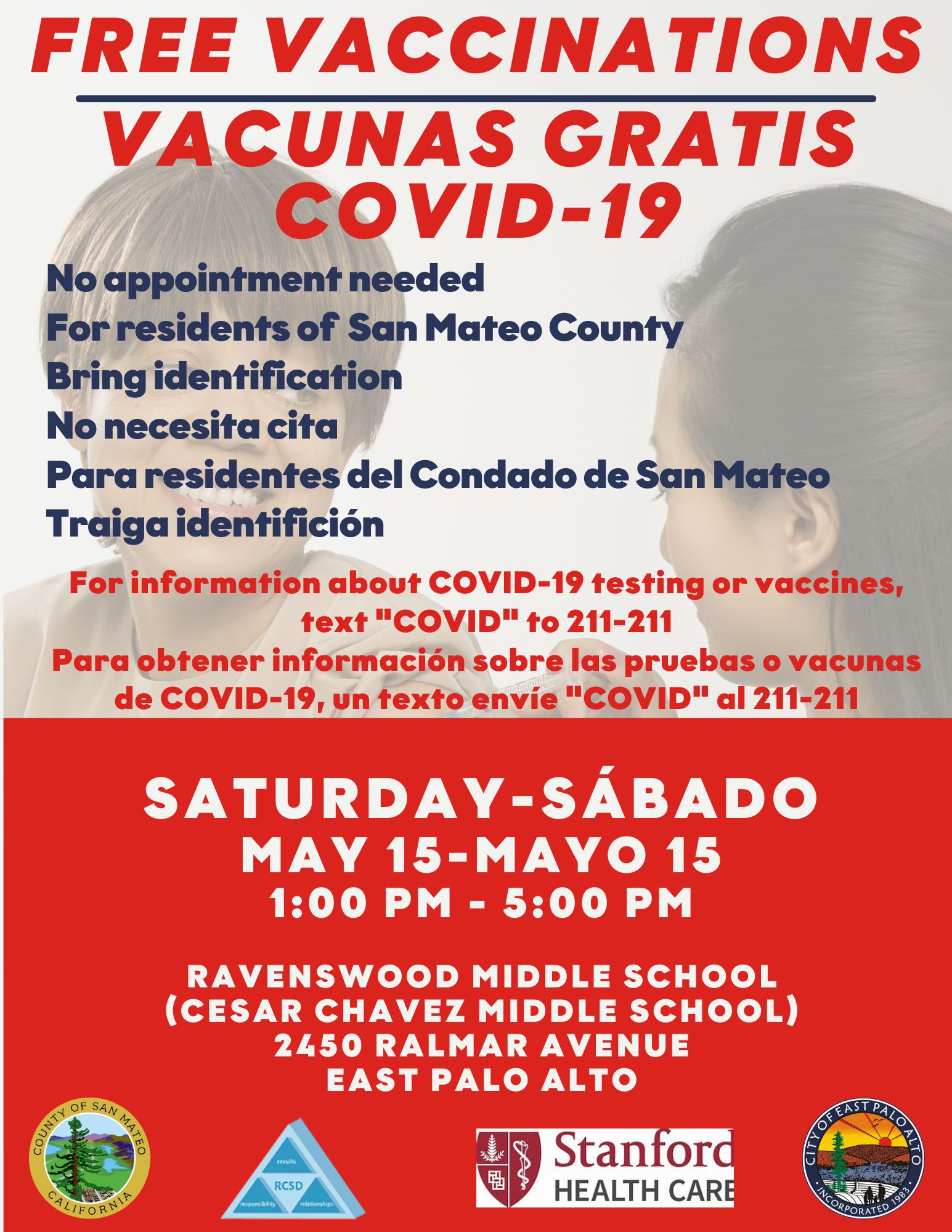 Free Vaccinations - Pfizer | City of East Palo Alto