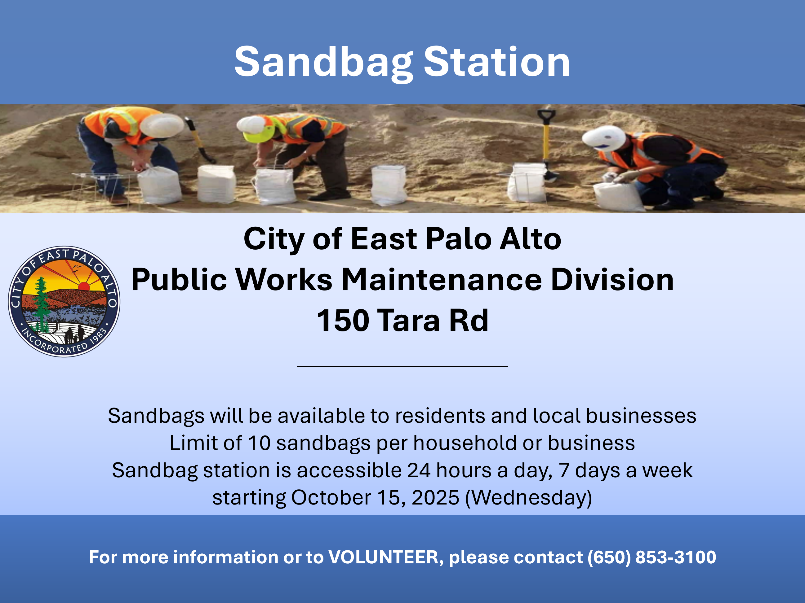 Sandbag Station | City of East Palo Alto