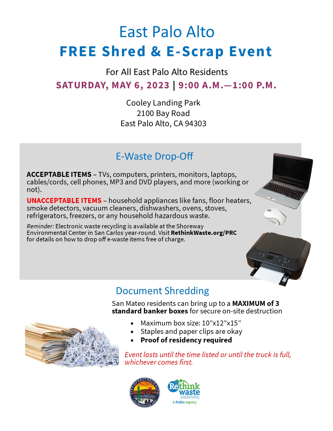 EPA Shred & E-Waste Event | City of East Palo Alto