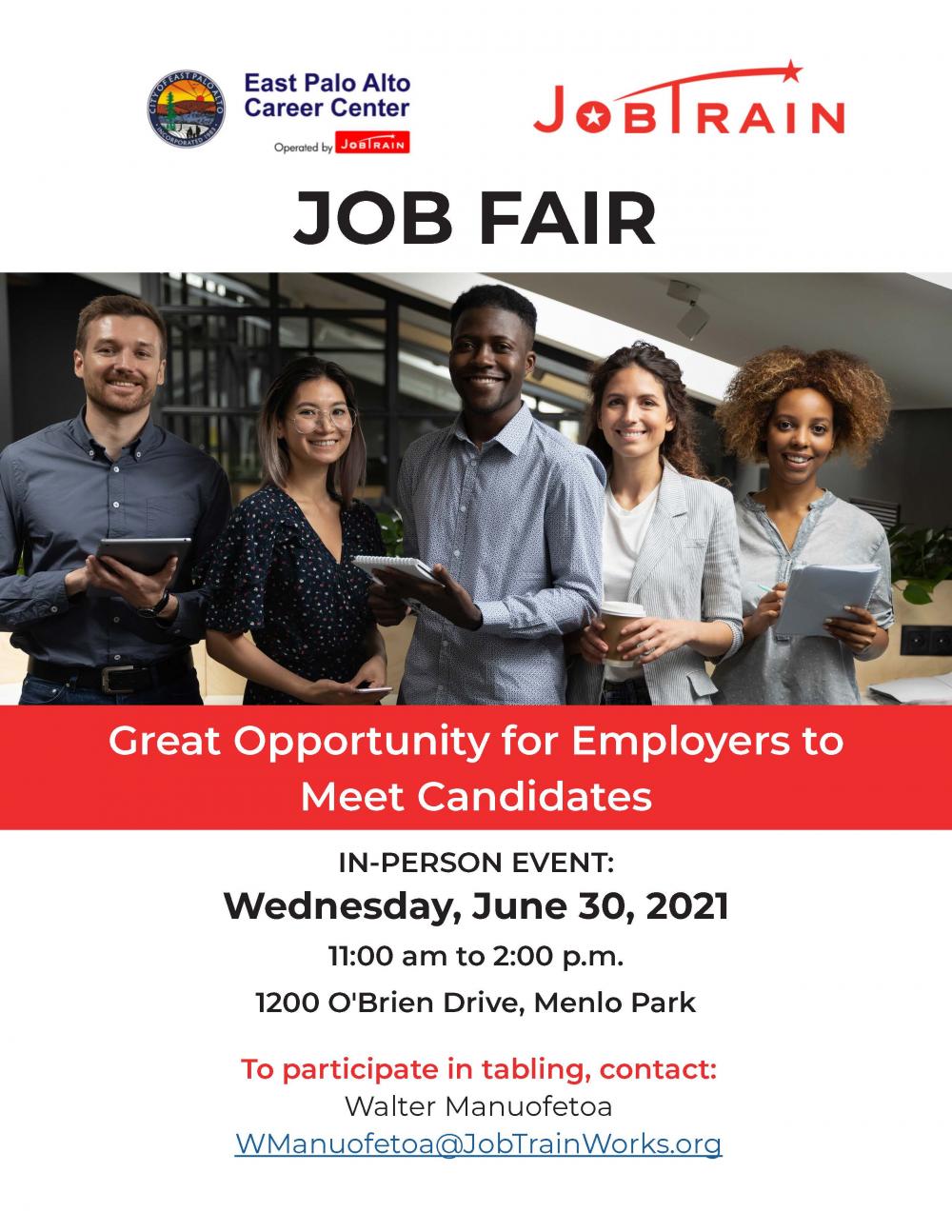JobTrain Job Fair | City of East Palo Alto